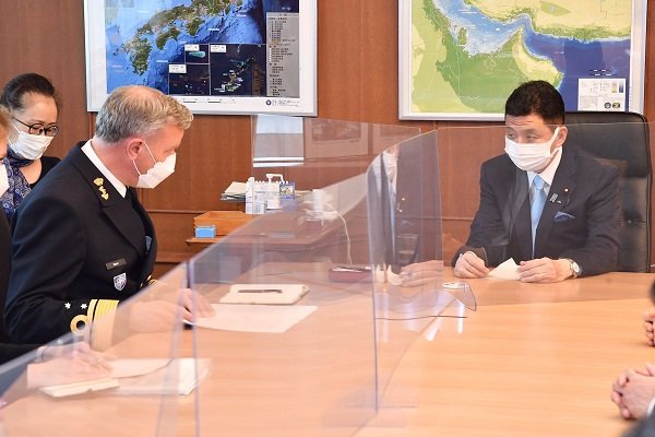 Defense Minister Kishi received a courtesy call from ADM BAUER, Chair ...