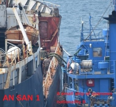 Suspicion of illegal ship-to-ship transfers of goods by AN SAN 1, North ...