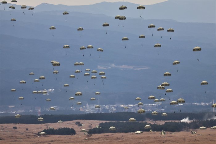 Parachute and Cargo drop Training from the aircraft of the U.S. Air ...