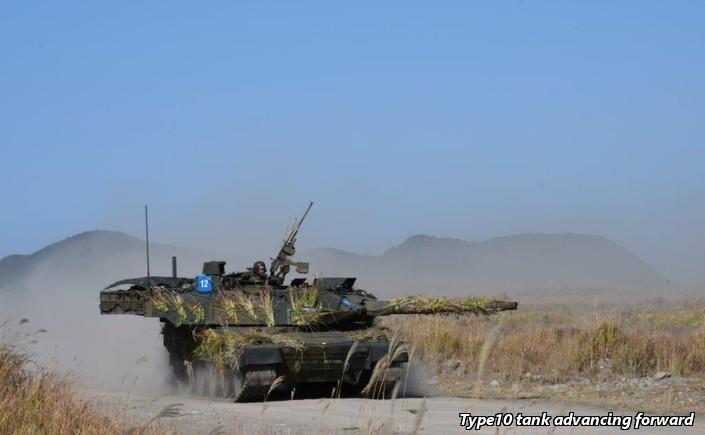 Type10 tank advancing forward