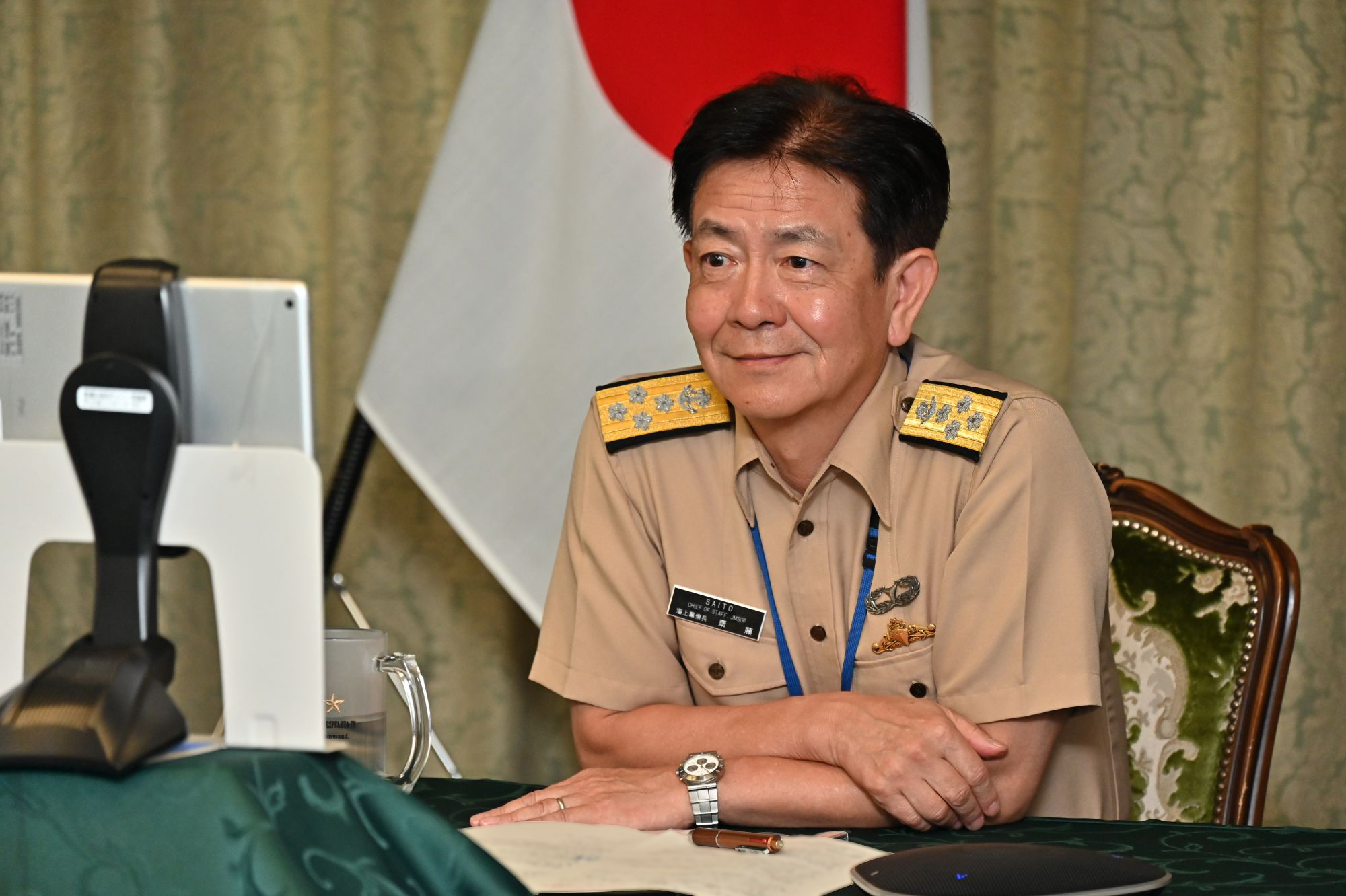 VTC with the First Sea Lord of the Royal Navy｜Exercises｜JMSDF Official Site